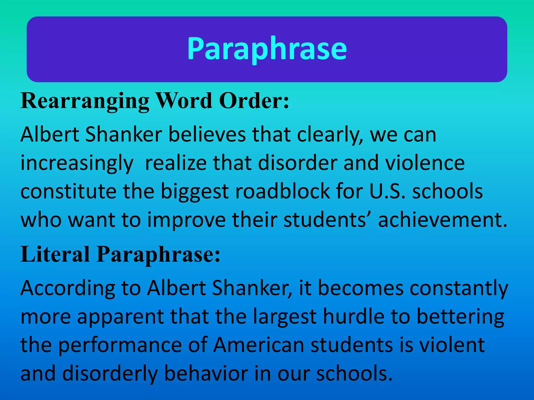 Paraphrase and Quotation | PPT