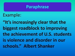 Paraphrase and Quotation | PPT