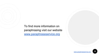 Tips on Paraphrasing | PPTX