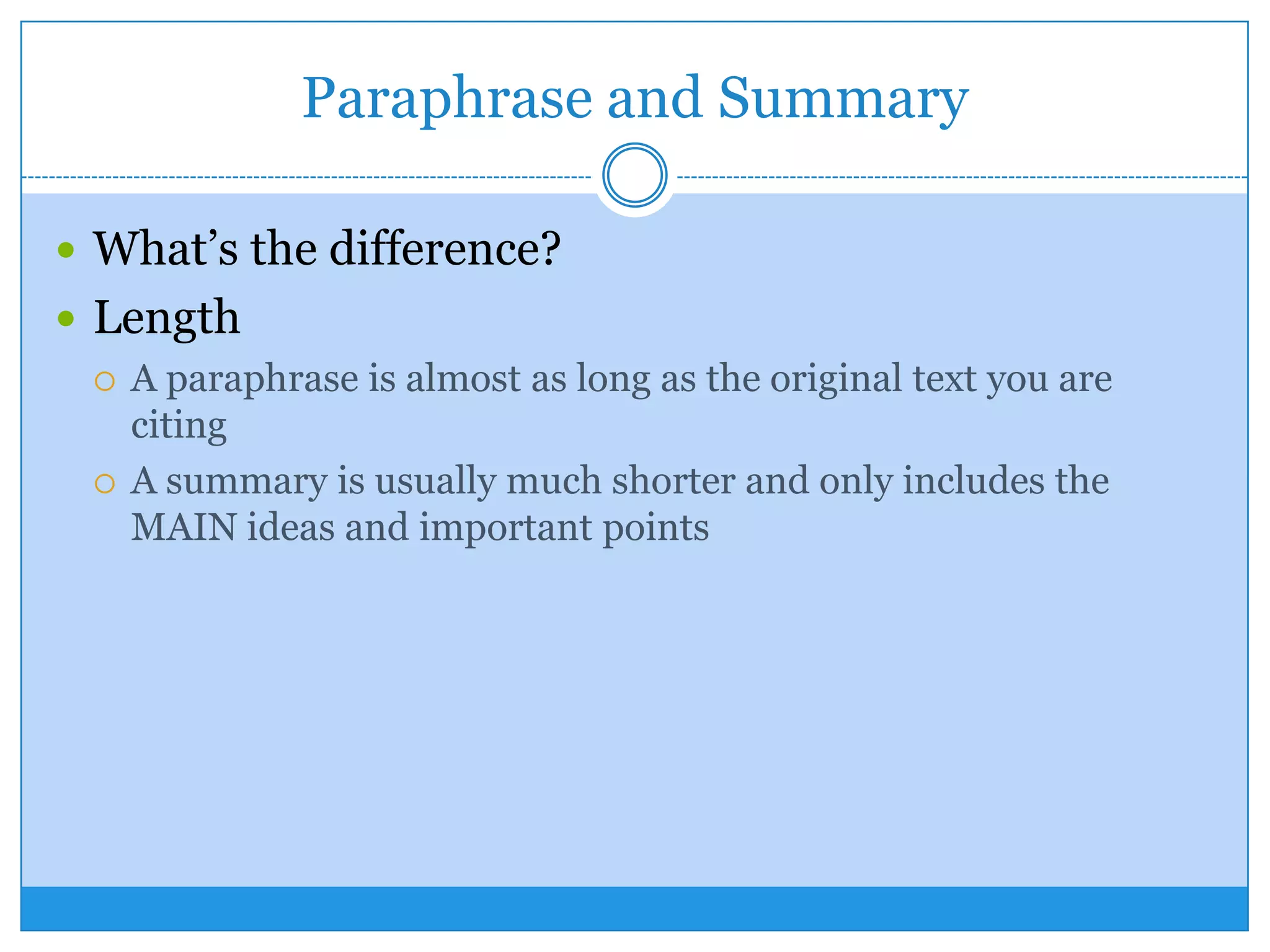 Writing Paraphrases and Summaries | PPTX