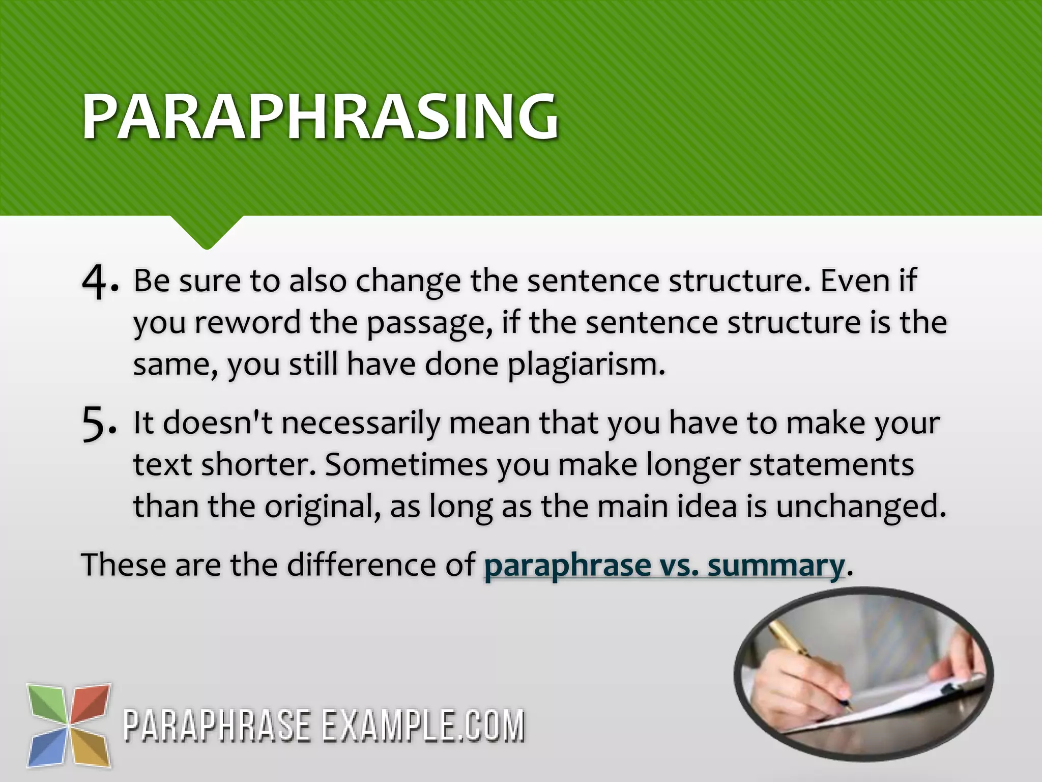 Paraphrase Vs. Summary | PPTX