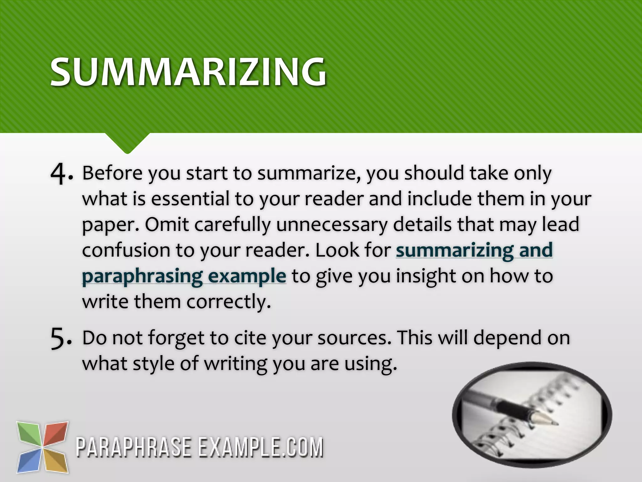 Paraphrase Vs. Summary | PPTX