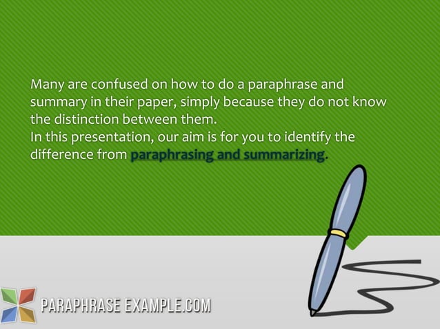 Paraphrase Vs. Summary | PPTX