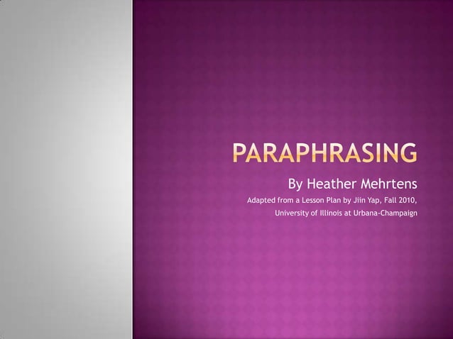 Paraphrasing | PPT