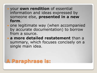 Paraphrasing | PPTX