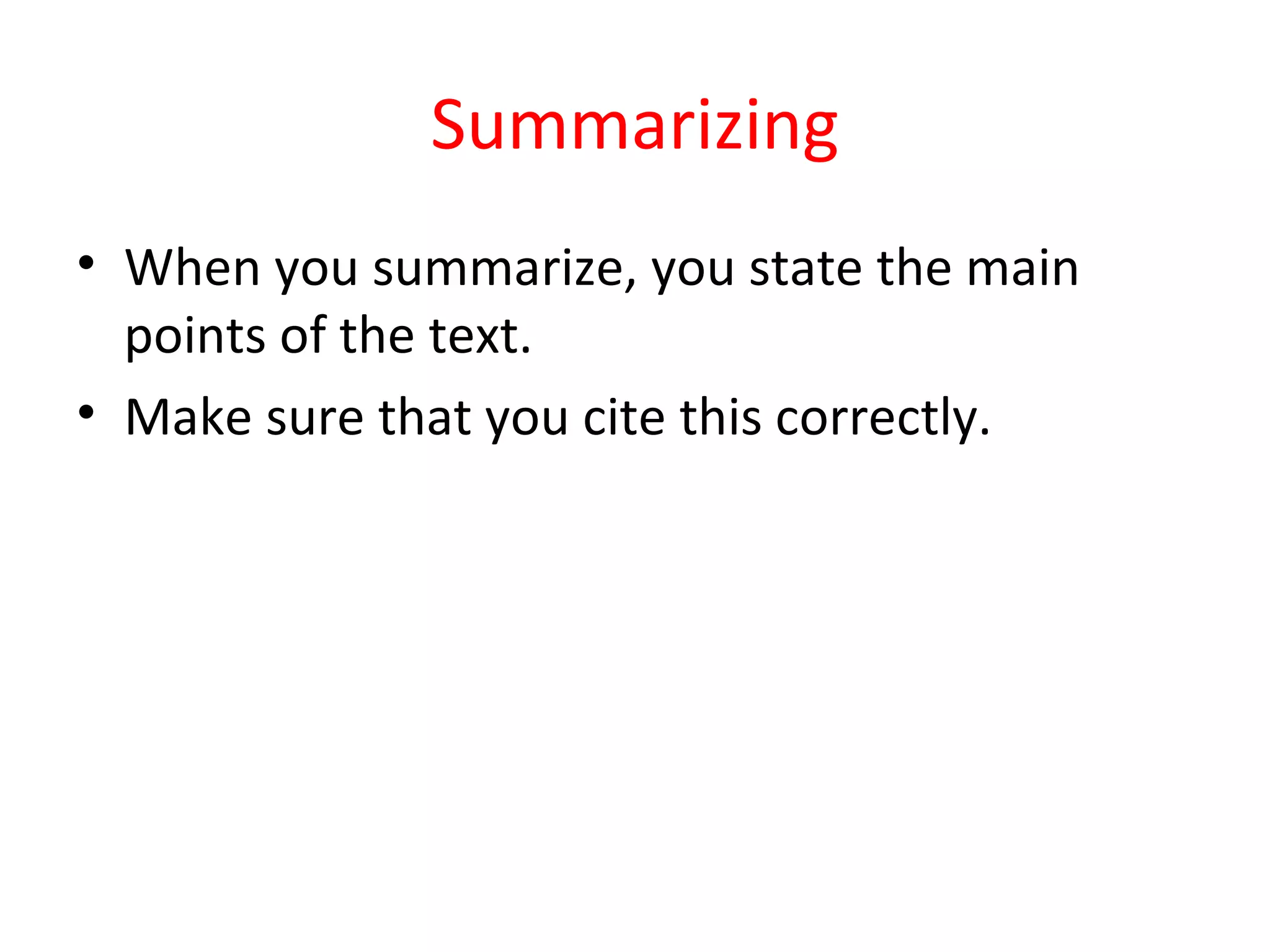 Paraphrase, Summary, Quotations | PPT