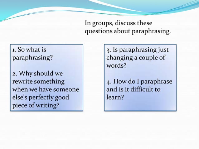 Paraphrasing | PPTX | Homework and Study | Education