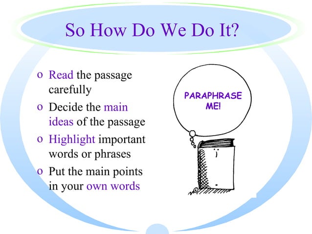 Teaching Paraphrasing to students | PPT