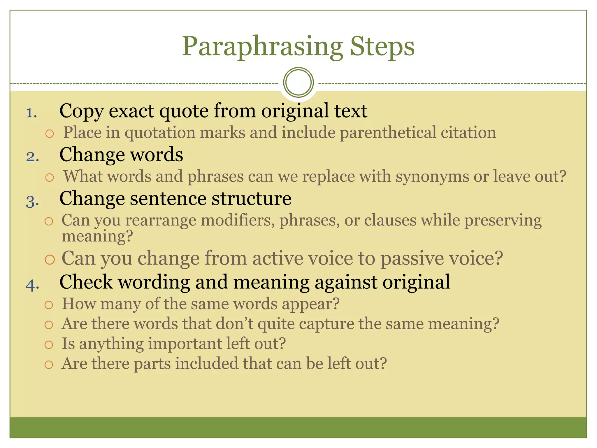 Paraphrasing | PPTX