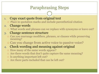 Paraphrasing | PPTX