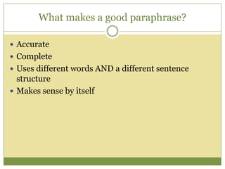 Paraphrasing | PPTX