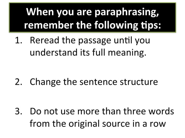 Paraphrasing | PPT