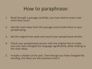 Paraphrasing | PPTX