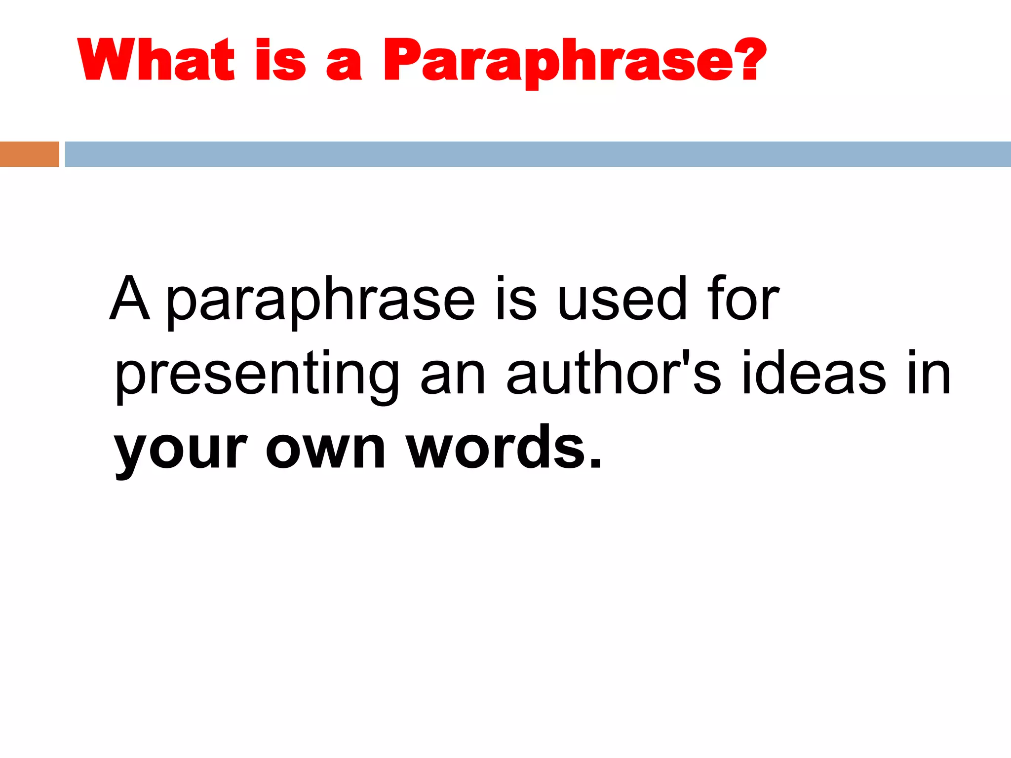 How to paraphrase | PPT