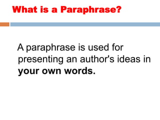 How to paraphrase | PPT