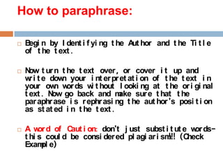 How to paraphrase | PPTX