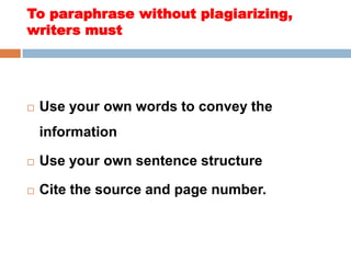 How to paraphrase | PPT