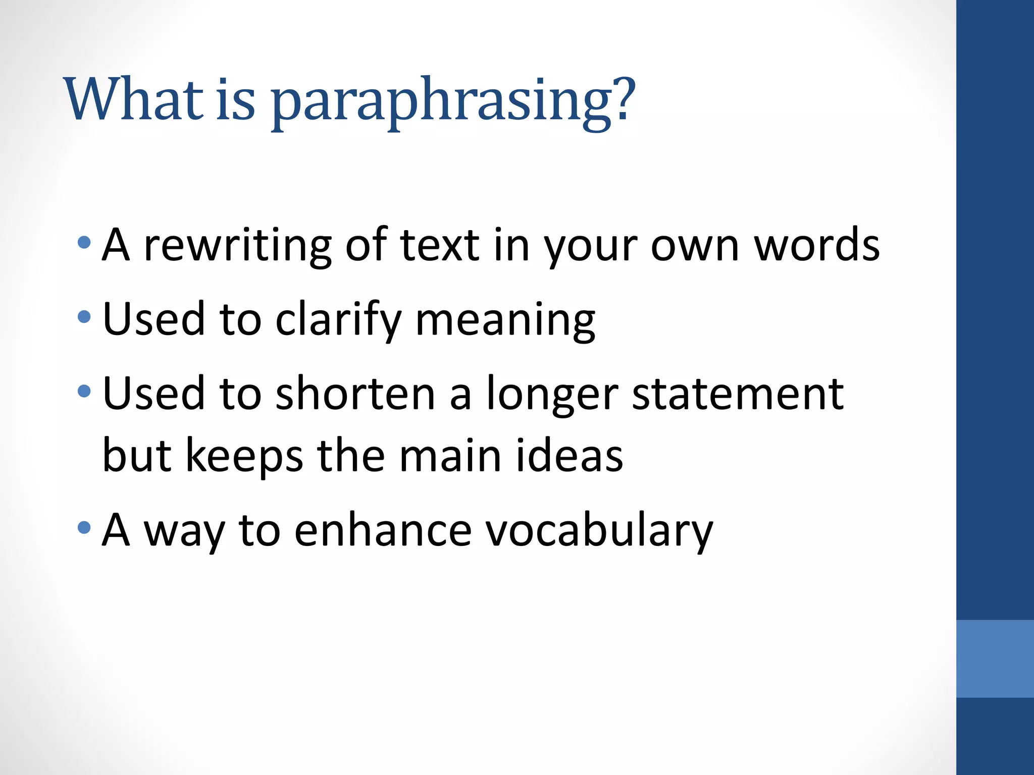 Paraphrasing | PPTX