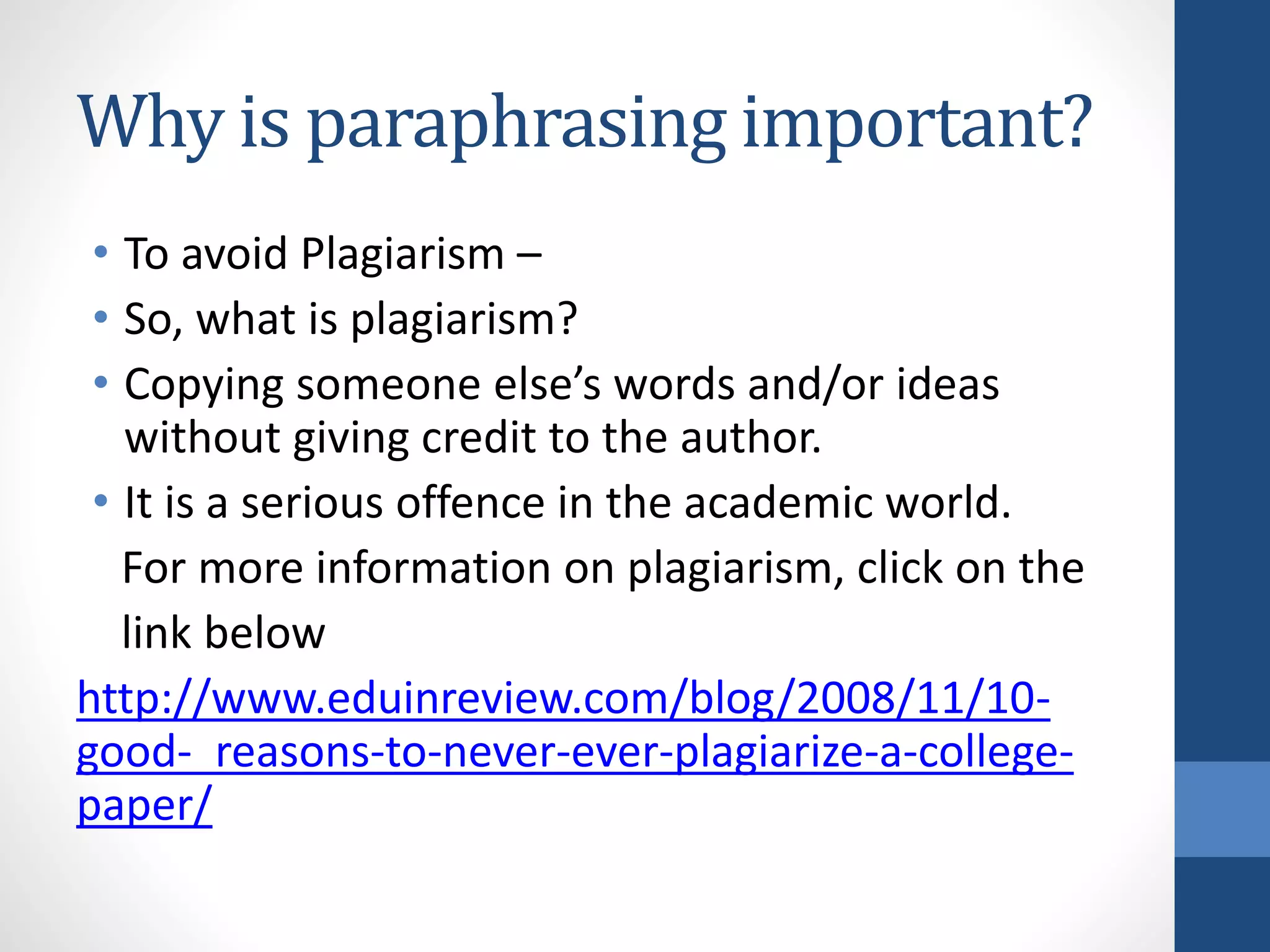 Paraphrasing | PPTX