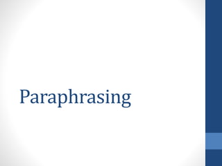 Paraphrasing | PPTX