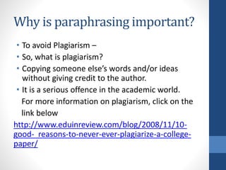 Paraphrasing | PPTX