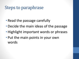 Paraphrasing | PPTX