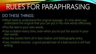 Paraphrasing | PPTX
