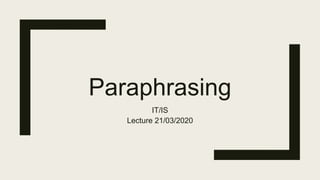 Paraphrasing | PPTX