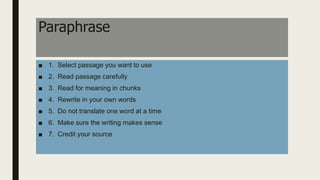 Paraphrasing | PPTX