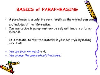 paraphrasing paraphrasing paraphrasing paraphrasing paraphrasin | PPT