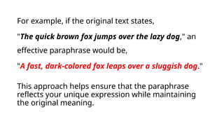 Paraphrasing, English for academic and Professional Purposes.pptx