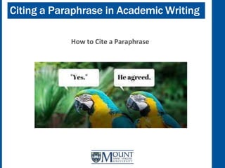 Paraphrasing-and-Citation. How to paraphrase and cite the reference ...