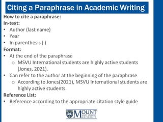 Paraphrasing-and-Citation. How to paraphrase and cite the reference ...