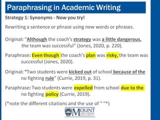 Paraphrasing-and-Citation. How to paraphrase and cite the reference ...