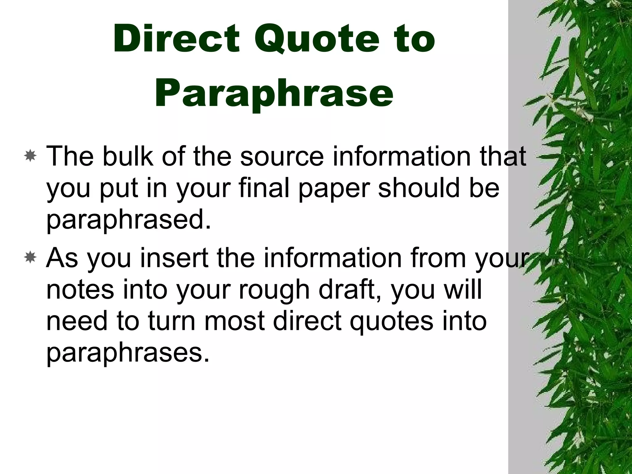 Paraphrasing Quotes | PPT