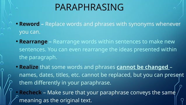 Paraphrasing activity - using paraphrasing to play a game | PPT