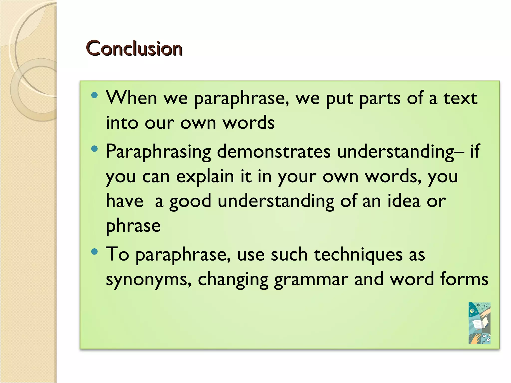 Paraphrasing- a Reading Comprehension Skill | PPT