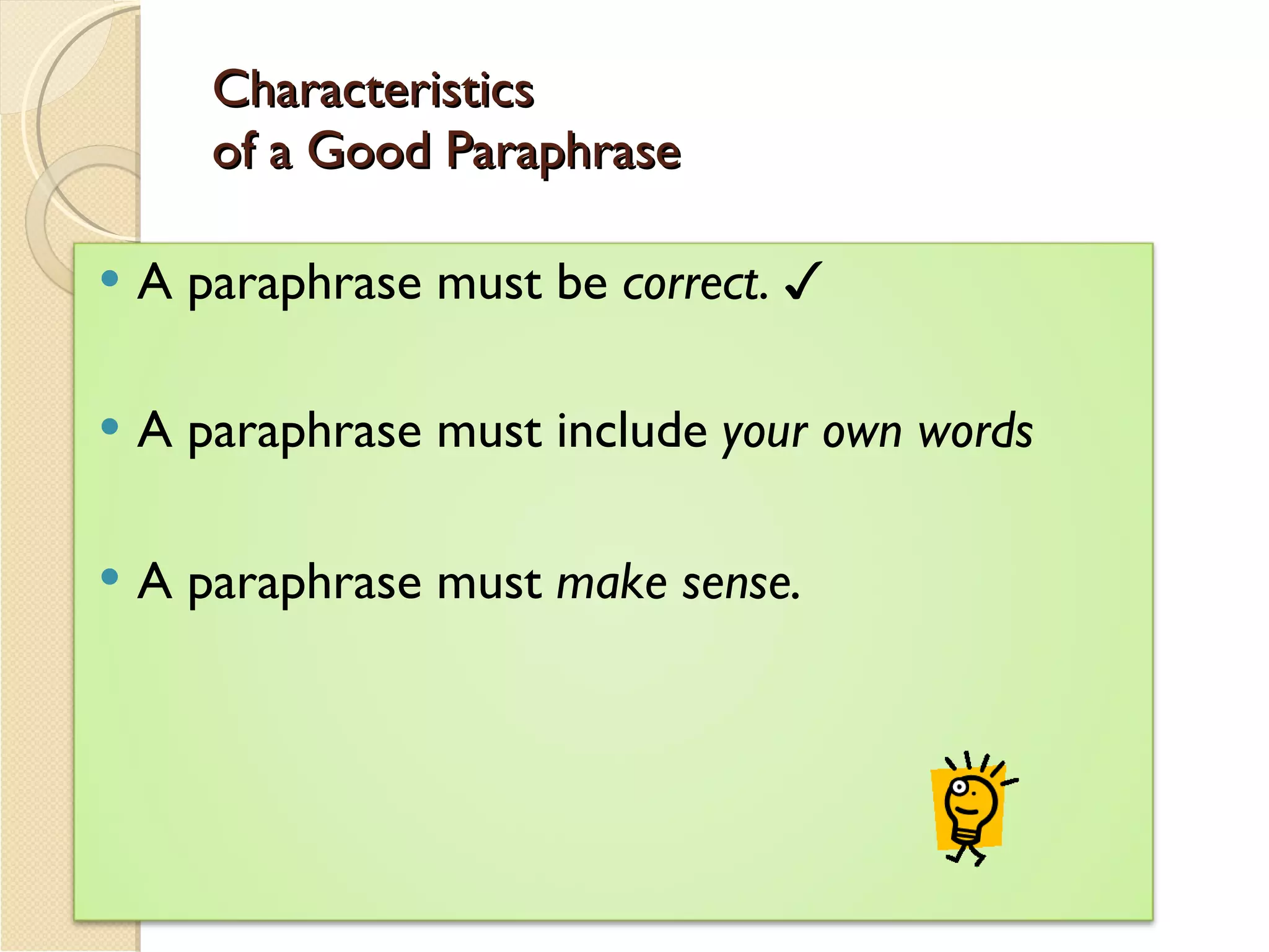 Paraphrasing- a Reading Comprehension Skill | PPT