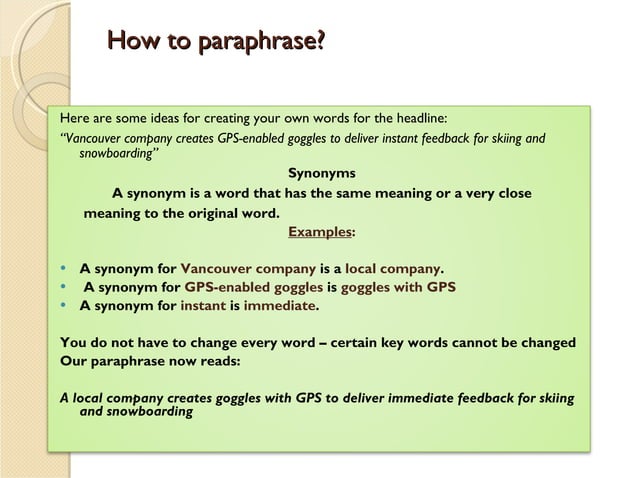 Paraphrasing- a Reading Comprehension Skill | PPT