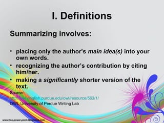 Paraphrasing and avoiding plagiarism workshop | PPT