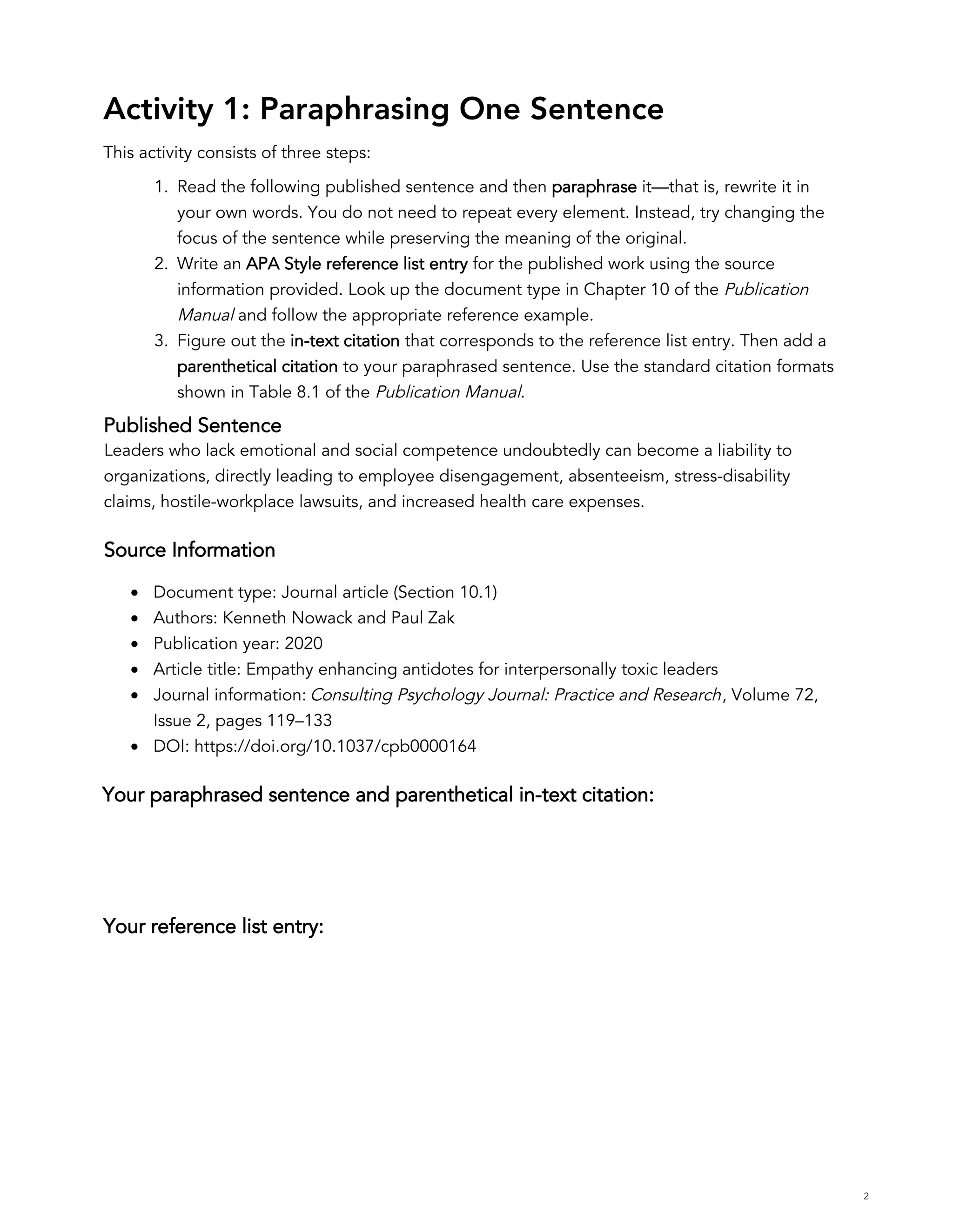 Paraphrasing and citation activities 7th ed. | PDF