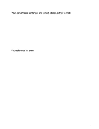 Paraphrasing and citation activities 7th ed. | PDF