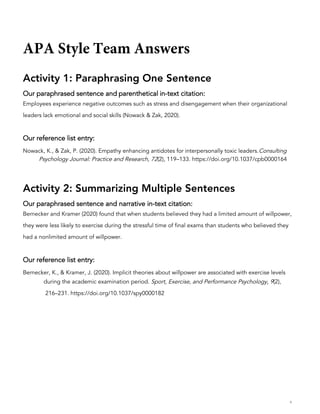 Paraphrasing and citation activities 7th ed. | PDF