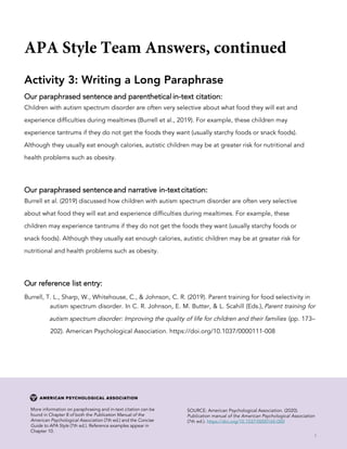 Paraphrasing and citation activities 7th ed. | PDF