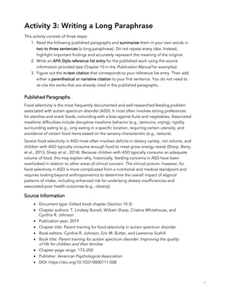 Paraphrasing and citation activities 7th ed. | PDF