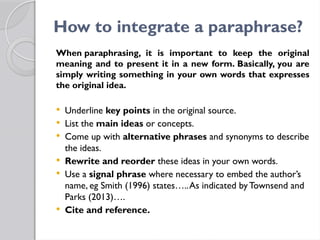 PARAPHRASING and PLAGIARISM module 3.pptx