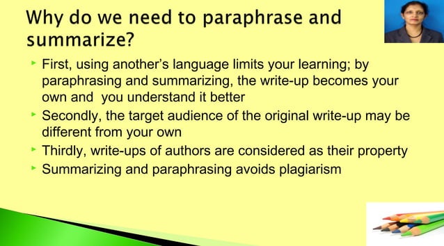 Paraphrasing and summarizing | PPT
