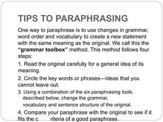 Paraphrasing and Summarizing.pptx