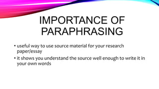 Paraphrasing | PPTX