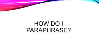 Paraphrasing | PPTX